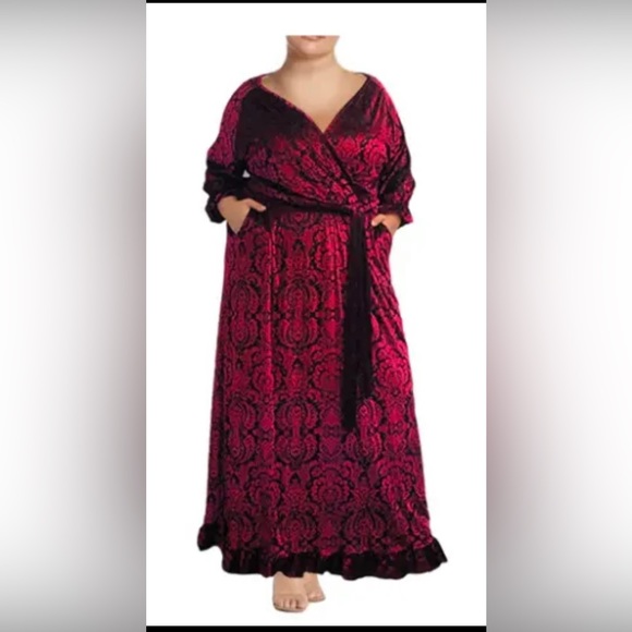 Melissa Masse | Dresses | Melissa Masse Tapestry Red Velvet Maxi Faux ...